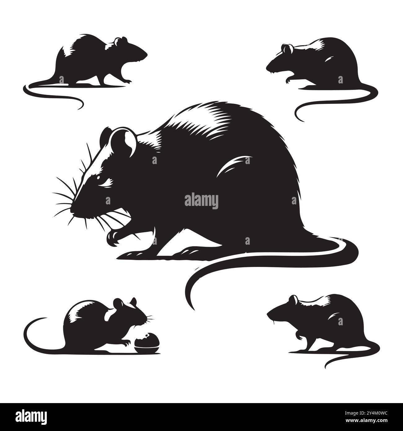 Set of rat silhouette vector on a white background Stock Vector Image ...