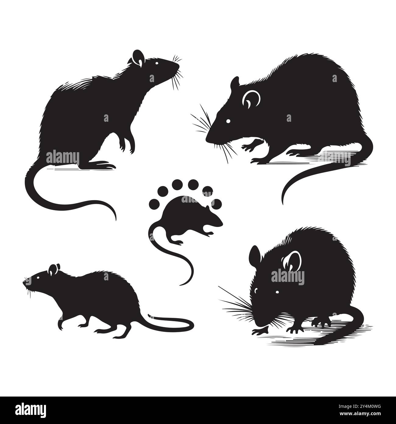 Set of rat silhouette vector on a white background Stock Vector Image ...
