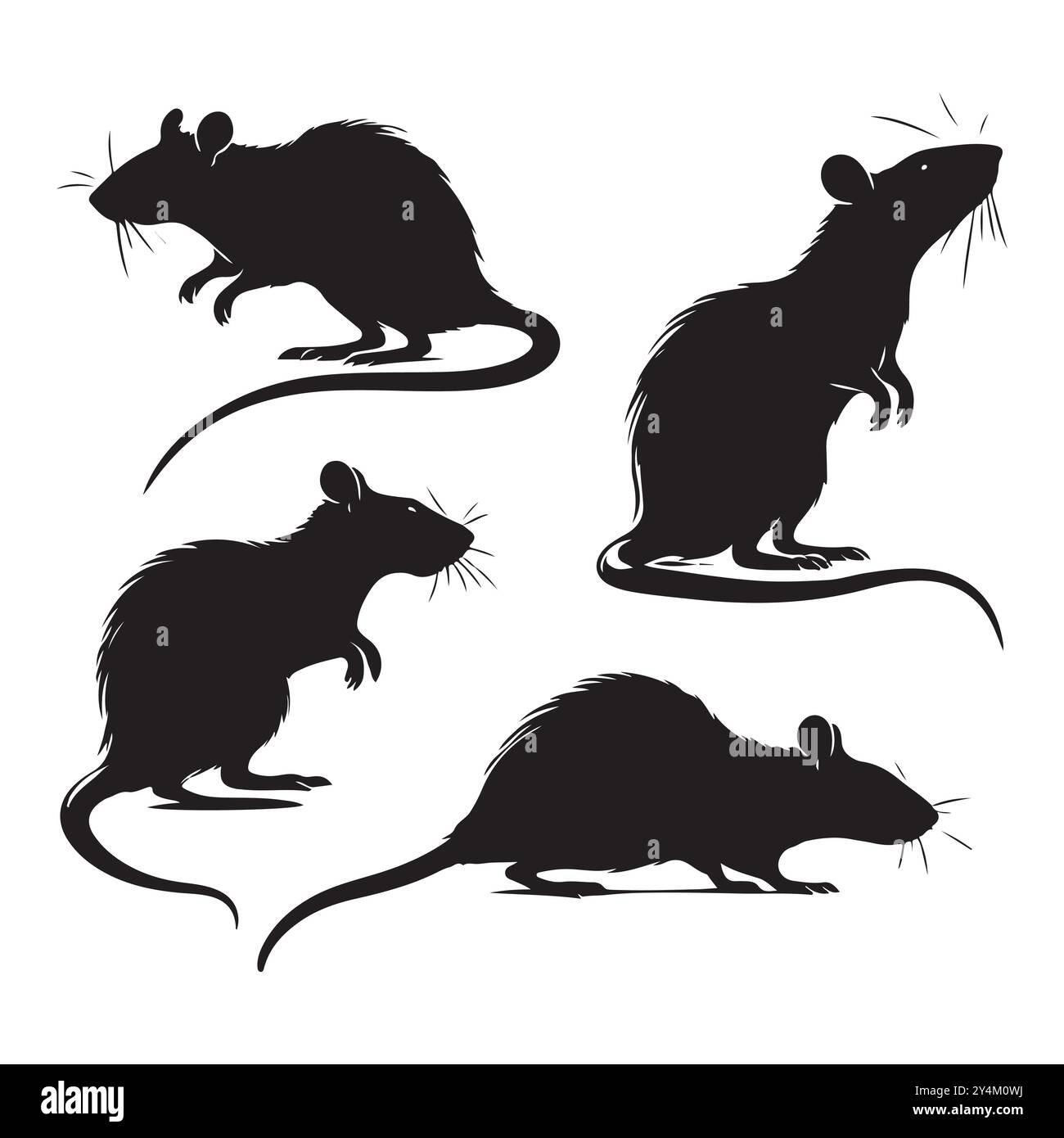 Set of rat silhouette vector on a white background Stock Vector Image ...