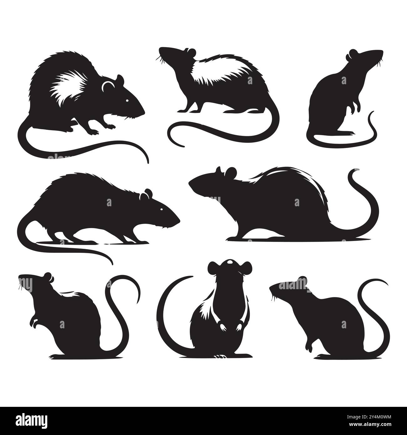 Set of rat silhouette vector on a white background Stock Vector Image ...