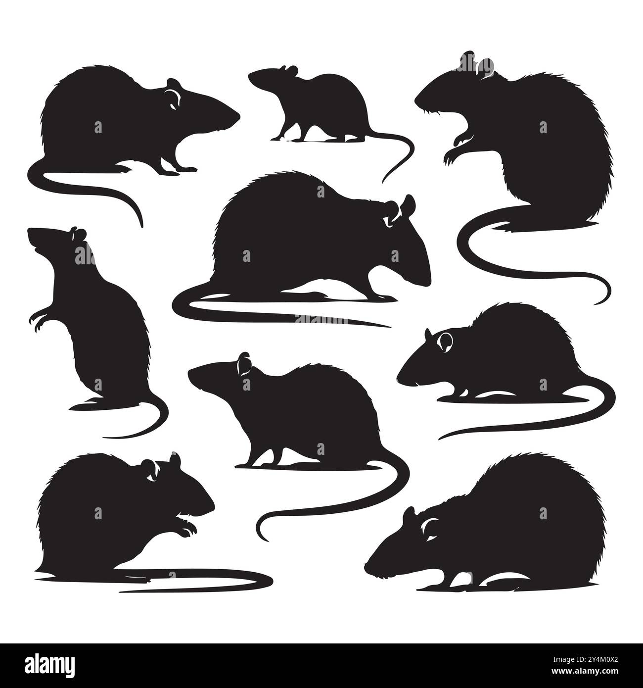 Set of rat silhouette vector on a white background Stock Vector Image ...