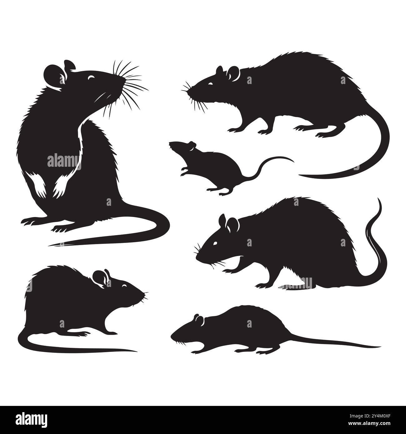 Set of rat silhouette vector on a white background Stock Vector Image ...