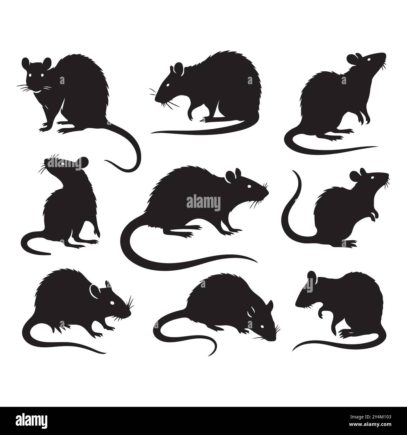 Set of rat silhouette vector on a white background Stock Vector Image ...