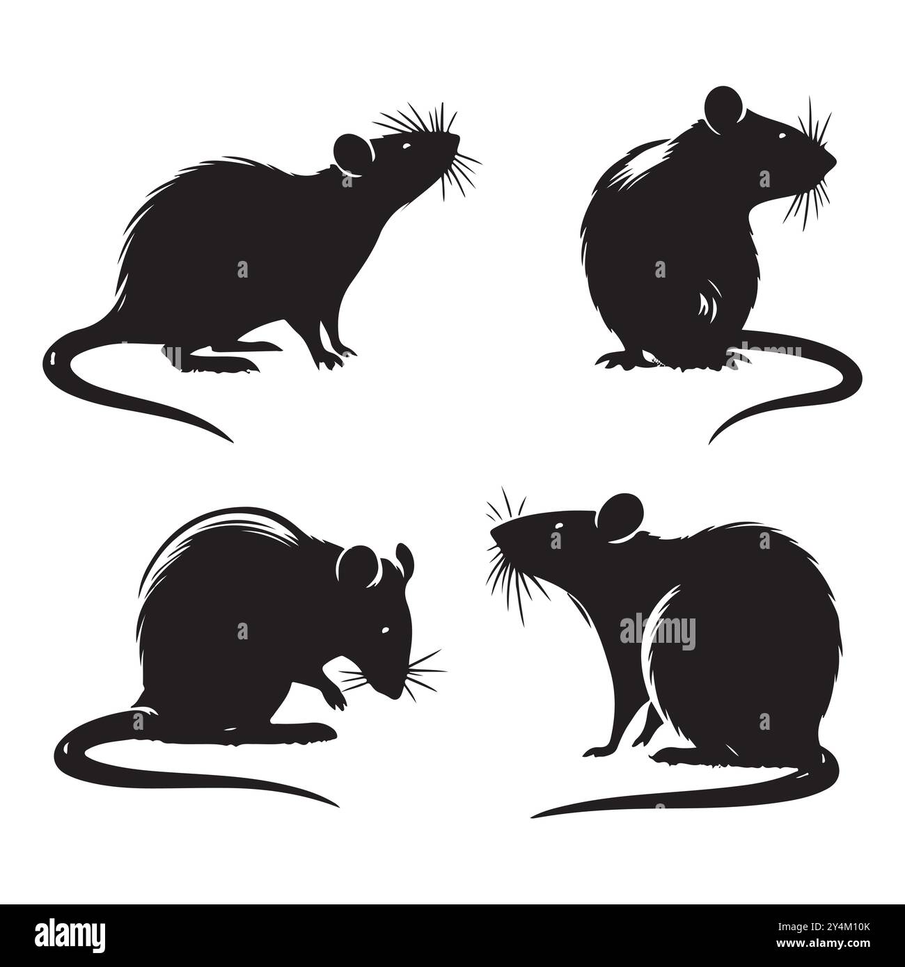 Set of rat silhouette vector on a white background Stock Vector Image ...