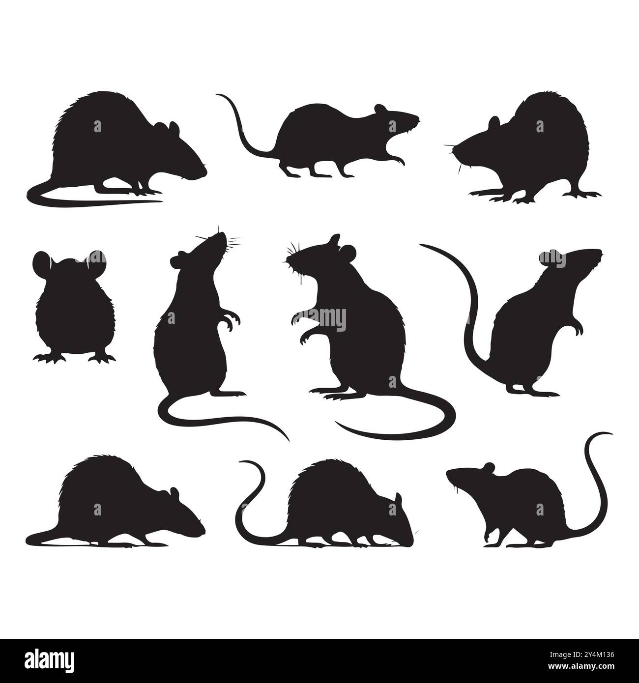 Set of rat silhouette vector on a white background Stock Vector Image ...
