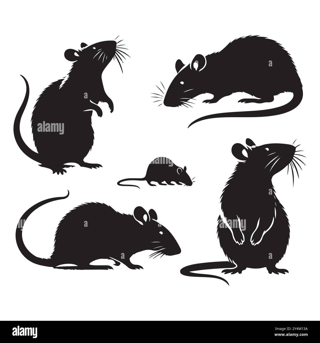 Set of rat silhouette vector on a white background Stock Vector Image ...