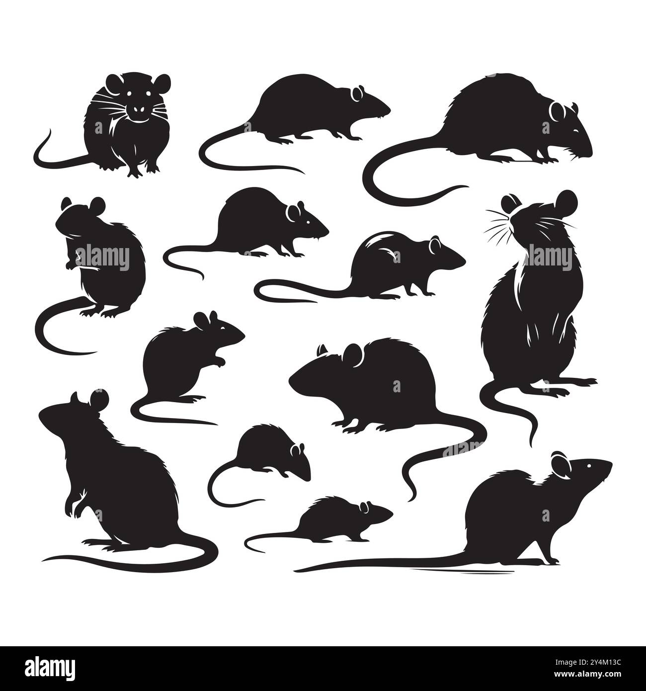 Set of rat silhouette vector on a white background Stock Vector Image ...