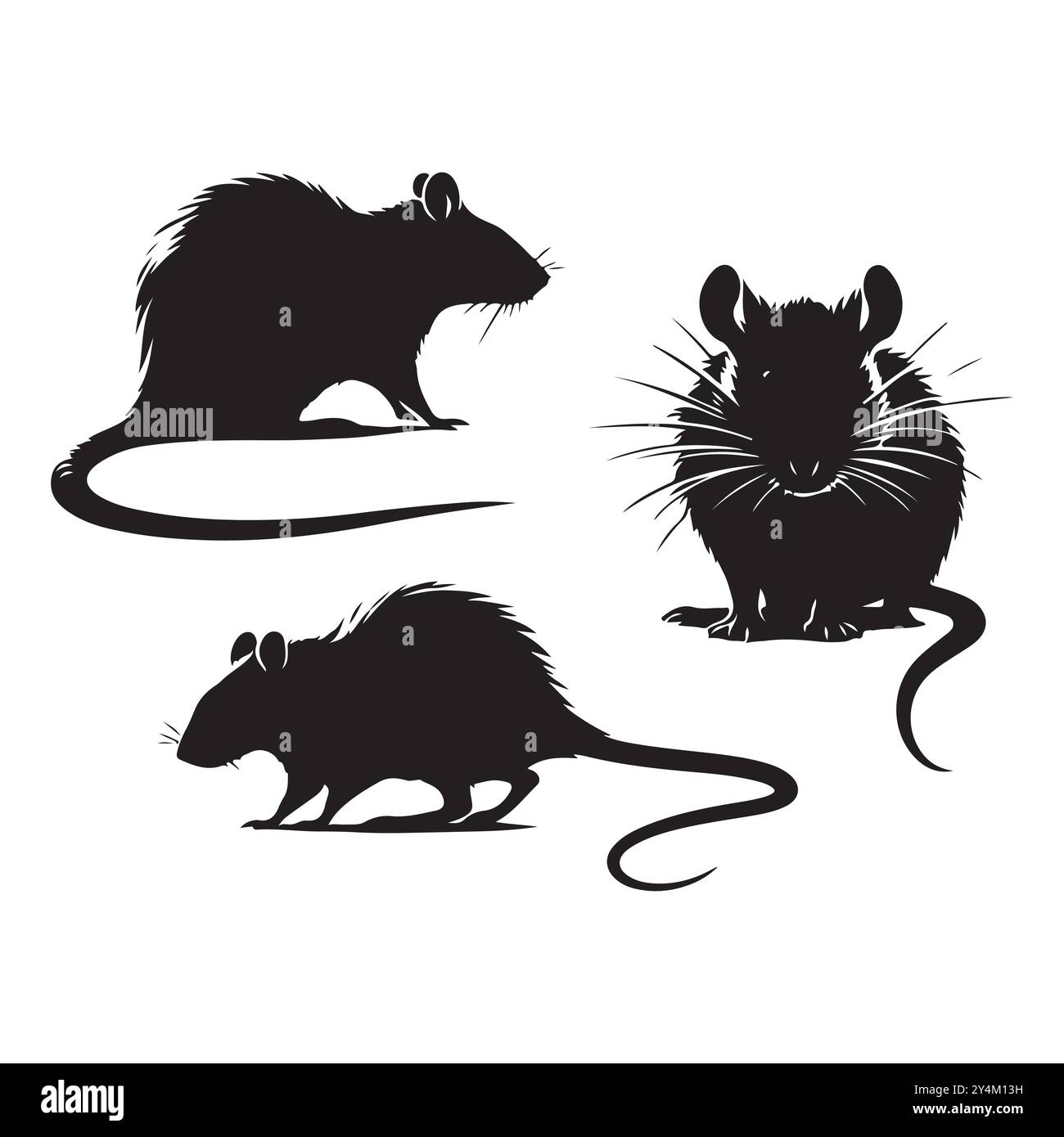 Set of rat silhouette vector on a white background Stock Vector Image ...