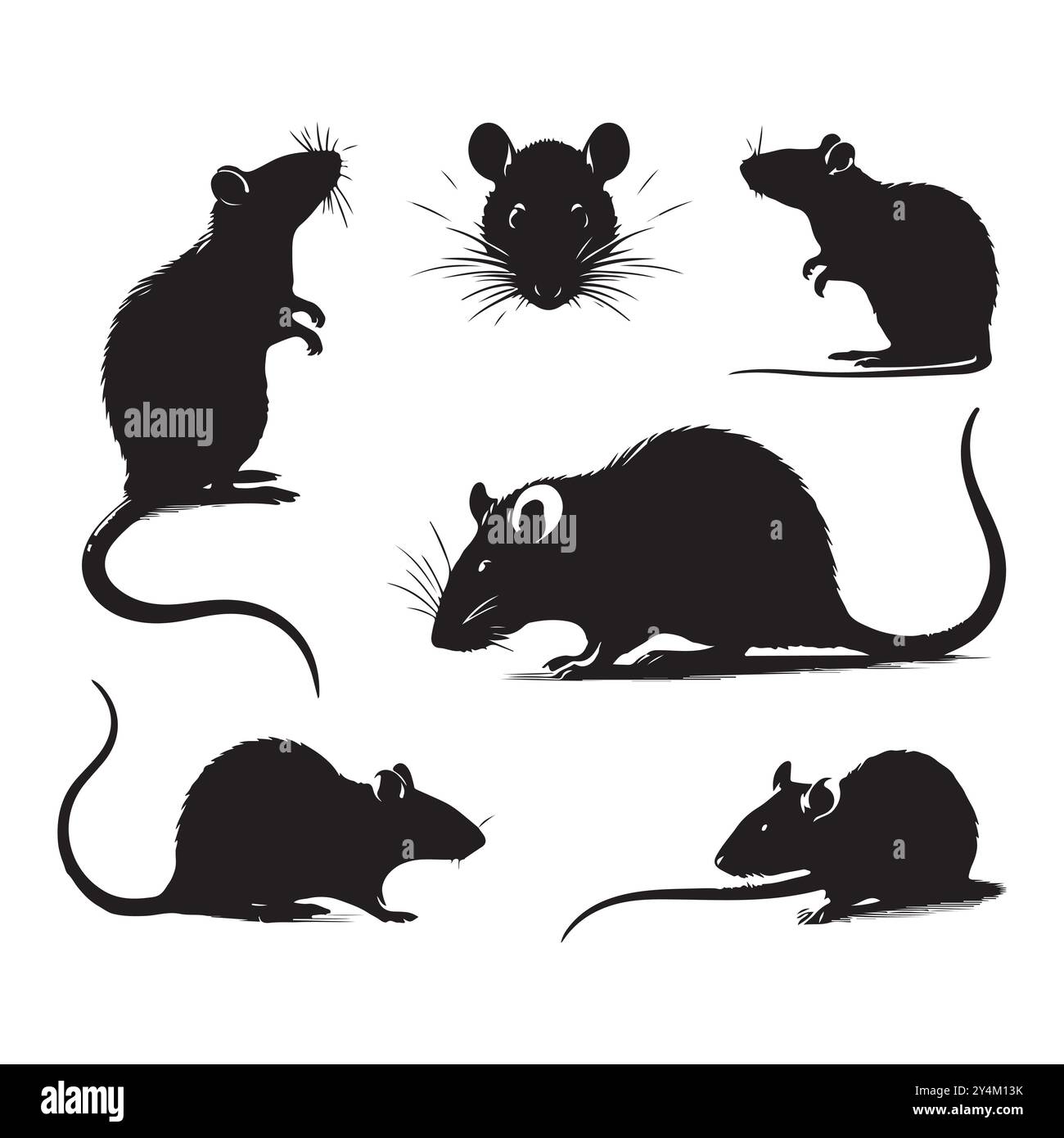 Set of rat silhouette vector on a white background Stock Vector Image ...