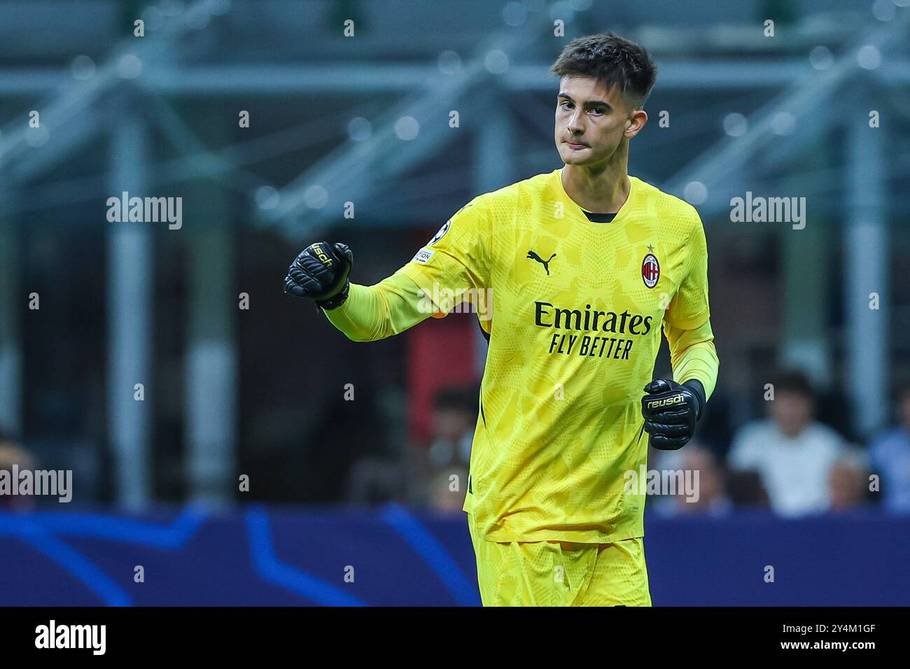Lorenzo Torriani of AC Milan seen in action during UEFA Champions ...