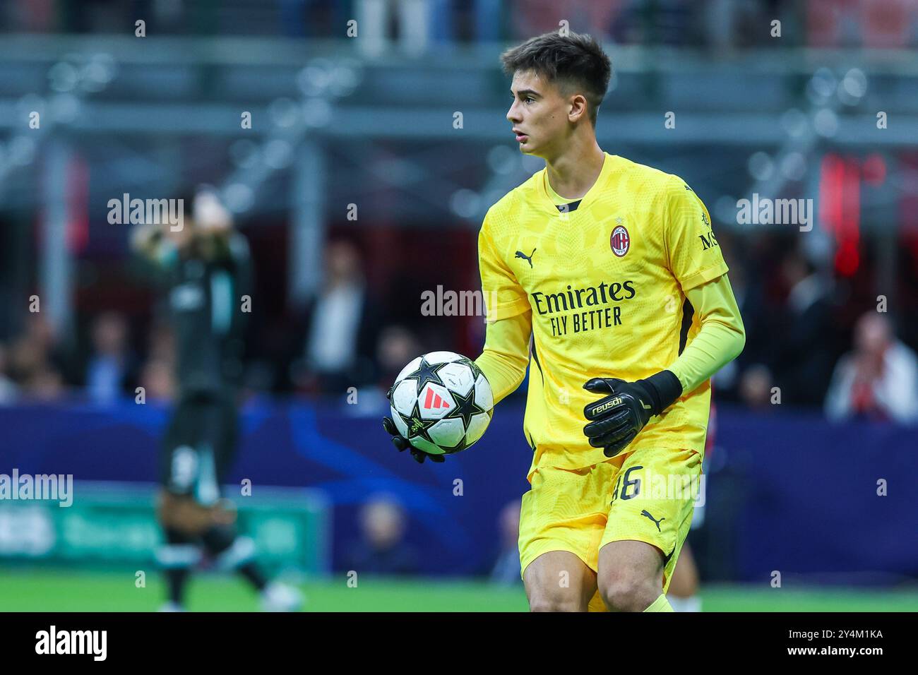 Lorenzo Torriani of AC Milan seen in action during UEFA Champions ...