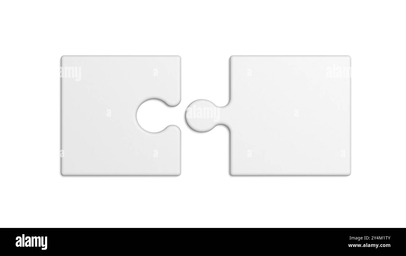 Two puzzle pieces isolated on white background. Blank. 3d illustration ...