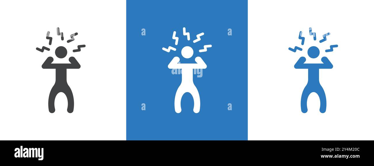 Anxiety icon outline collection in black and on white background Stock ...