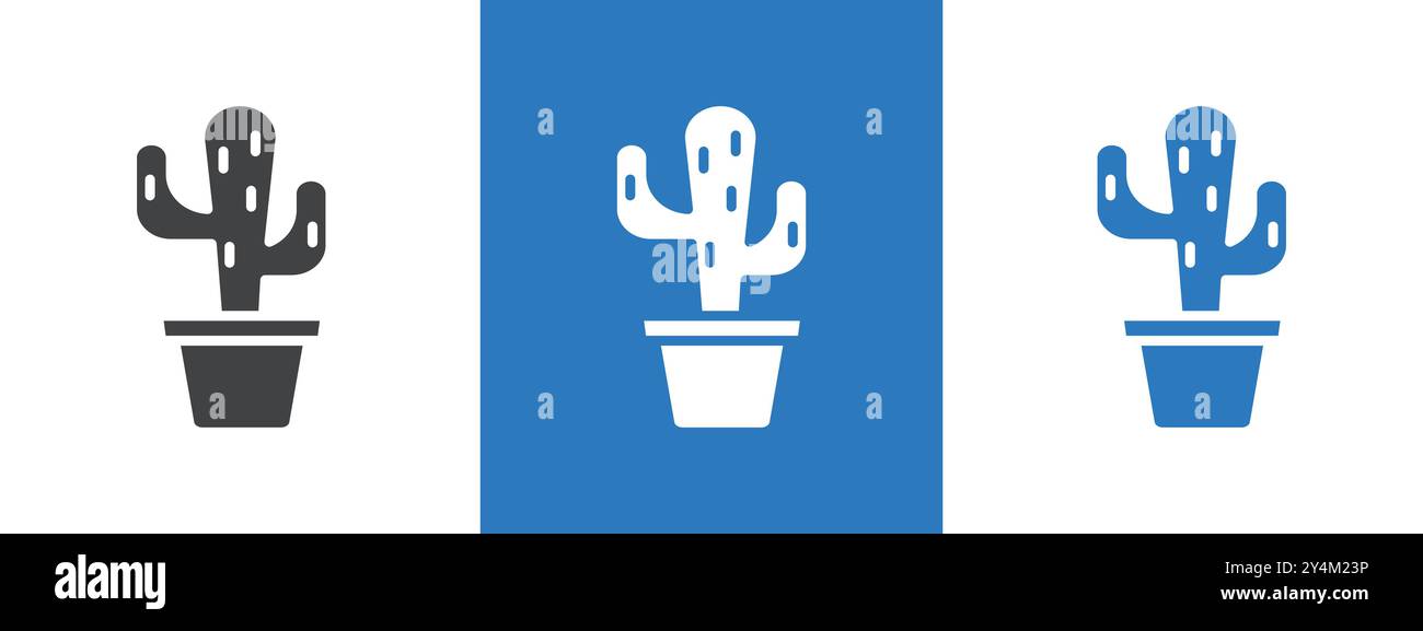 Cactus icon outline collection in black and on white background Stock ...