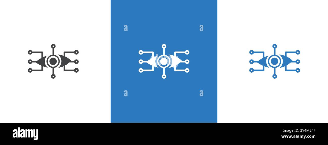 Bionic eye icon outline collection in black and on white background ...