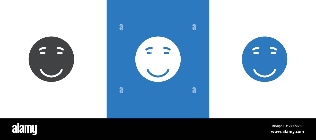 Calm Emoji icon outline collection in black and on white background ...