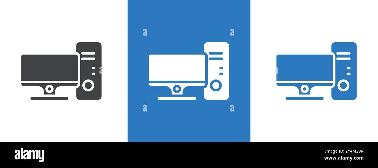 Computer icon outline collection in black and on white background Stock ...