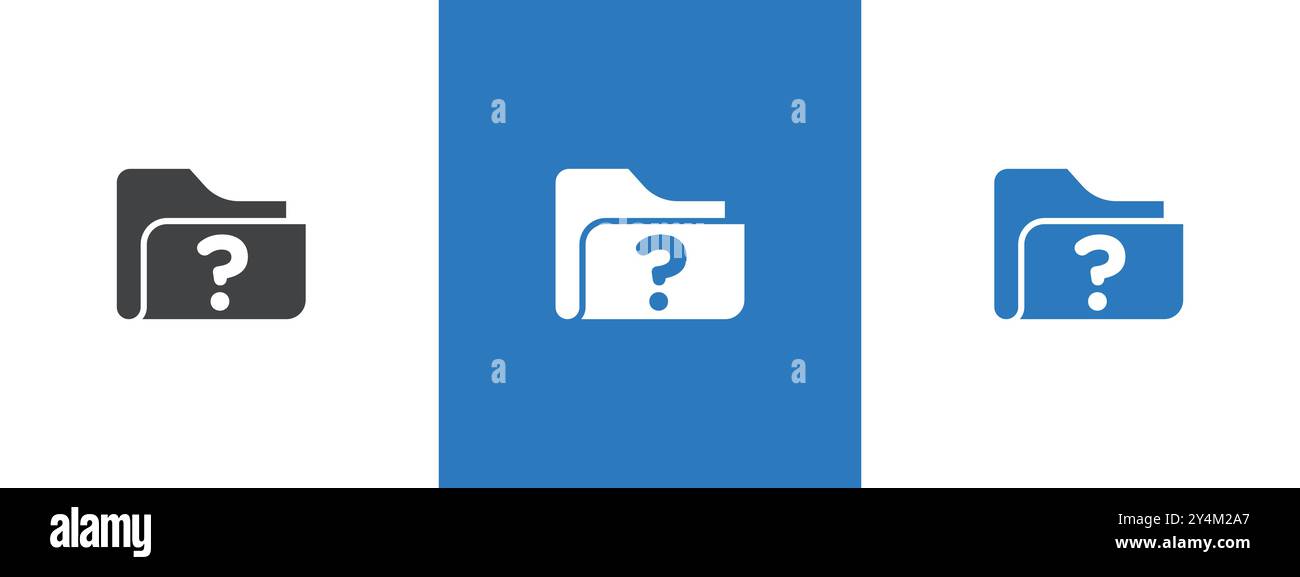 Folder with questionmark icon outline collection in black and on white ...
