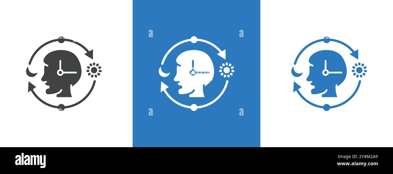 Circadian rhythms icon outline collection in black and on white ...