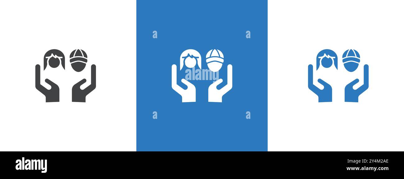 child protect icon outline collection in black and on white background ...