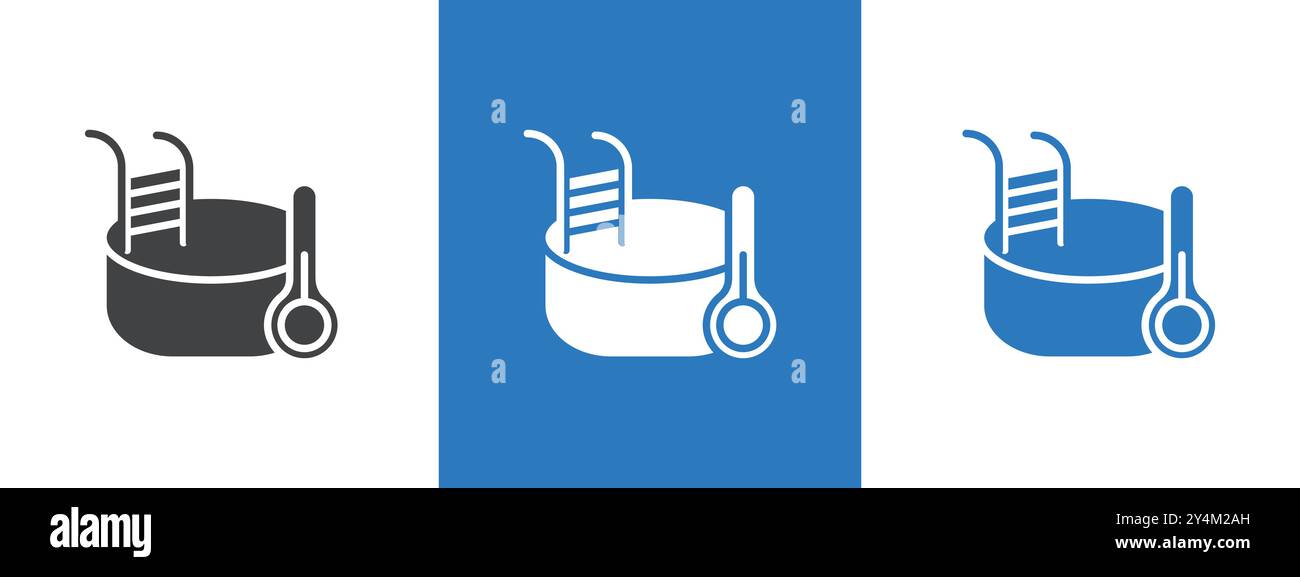 Cold plunge icon outline collection in black and on white background ...