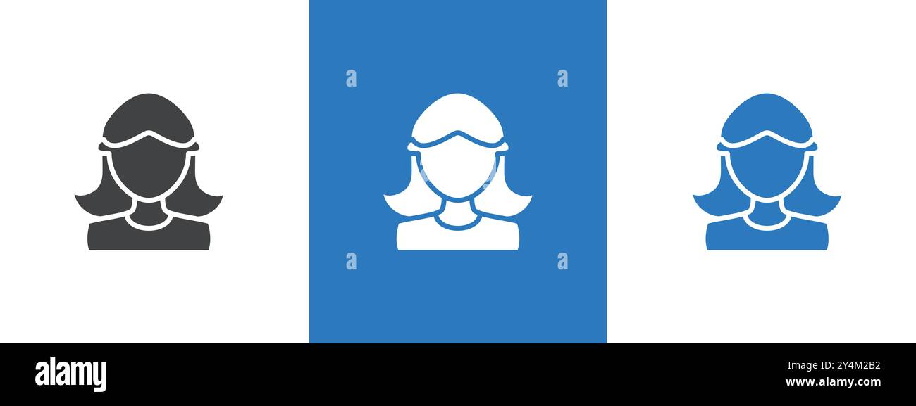 Female Avatar icon outline collection in black and on white background ...