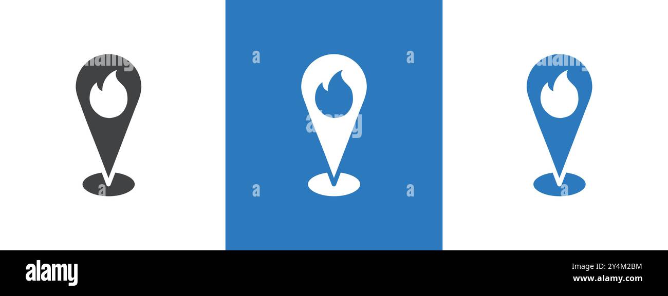 fire location icon outline collection in black and on white background ...