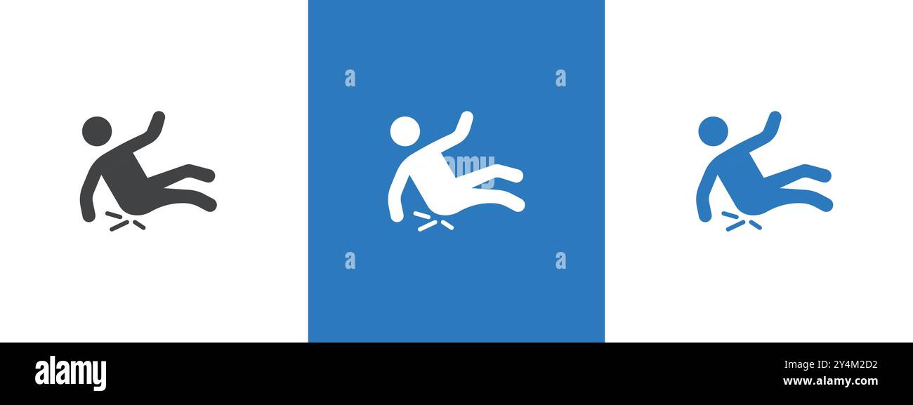 fall accident icon outline collection in black and on white background ...