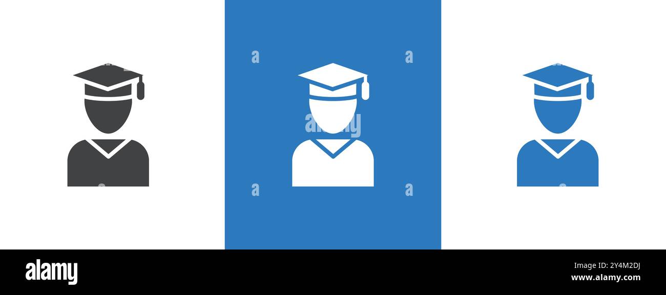 Graduation ceremony icon outline collection in black and on white ...