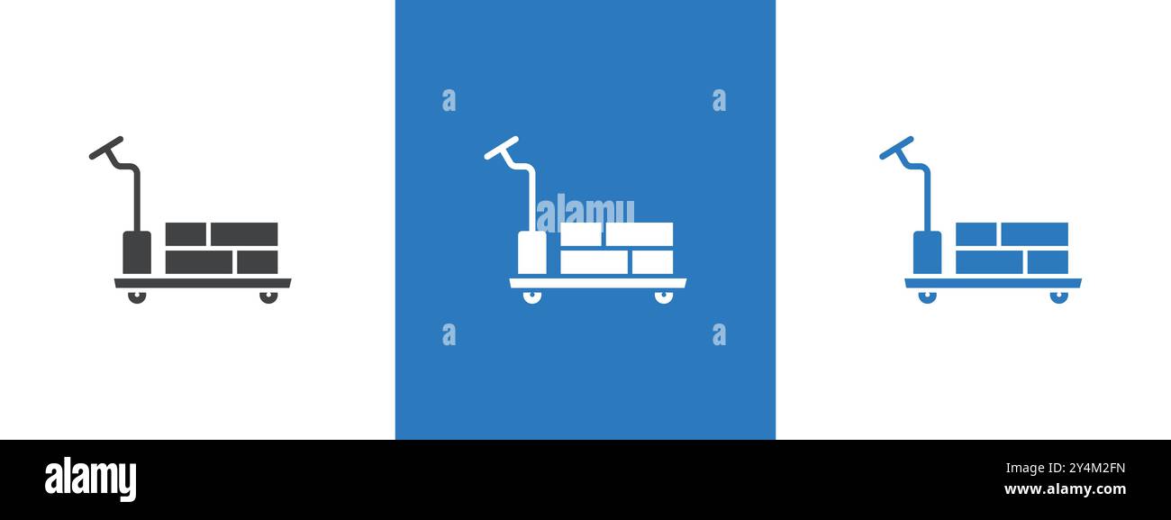 Hand pallet jack icon outline collection in black and on white ...
