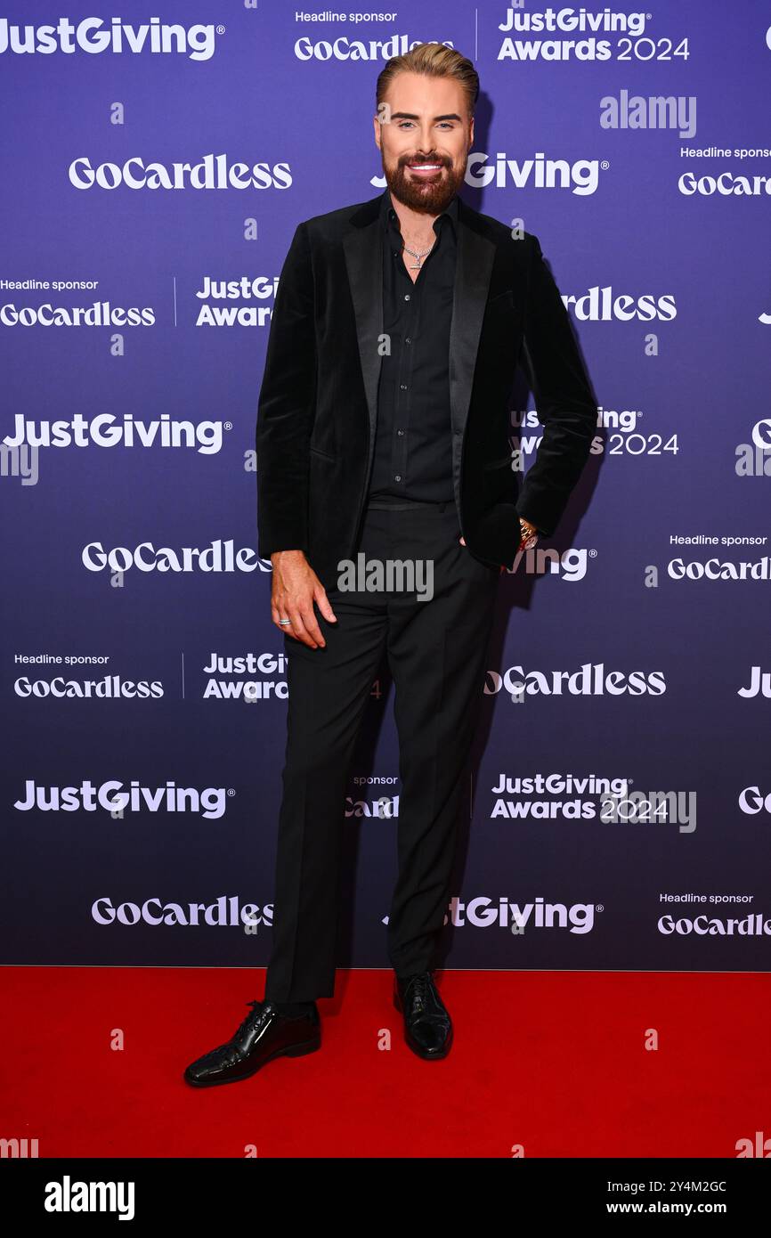 EDITORIAL USE ONLY Rylan Clark attends the GoCardless JustGiving Awards ...
