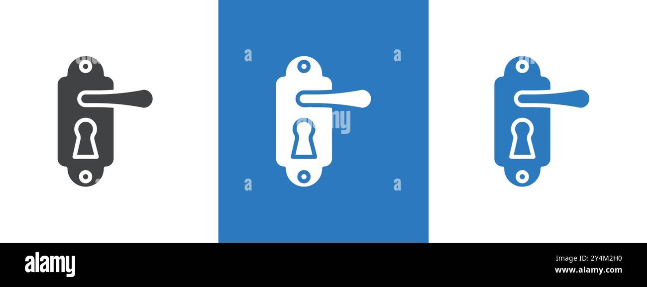 Door knob icon outline collection in black and on white background ...