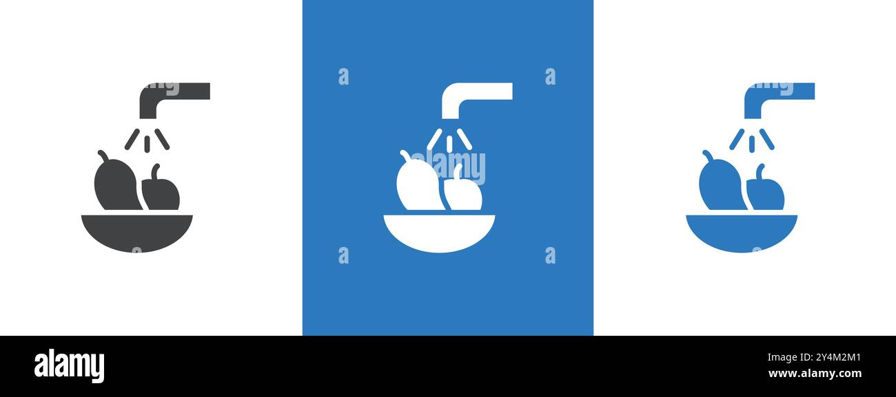 Fruits Washing icon outline collection in black and on white background ...