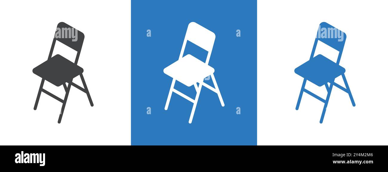 folding chair icon outline collection in black and on white background ...