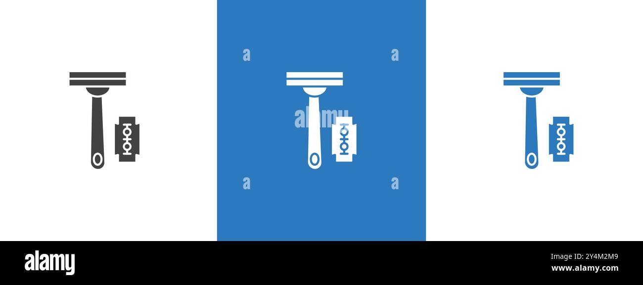 Hair removing razor icon outline collection in black and on white ...