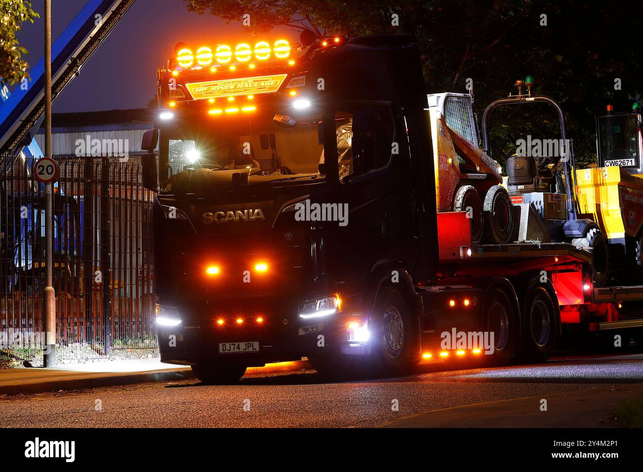 Scania 660s truck parked up while unloading at night in Leeds,West ...
