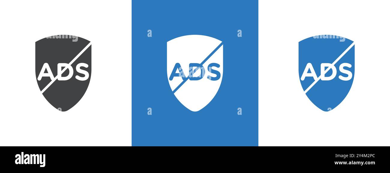 No ads icon outline collection in black and on white background Stock ...