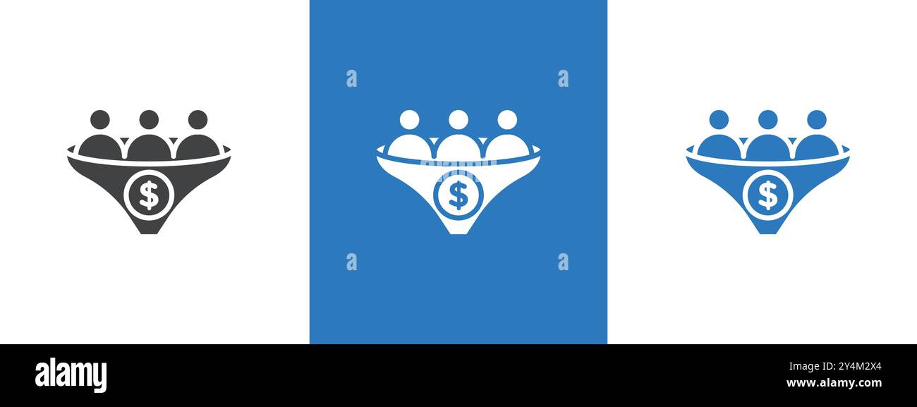 lead conversion icon outline collection in black and on white ...