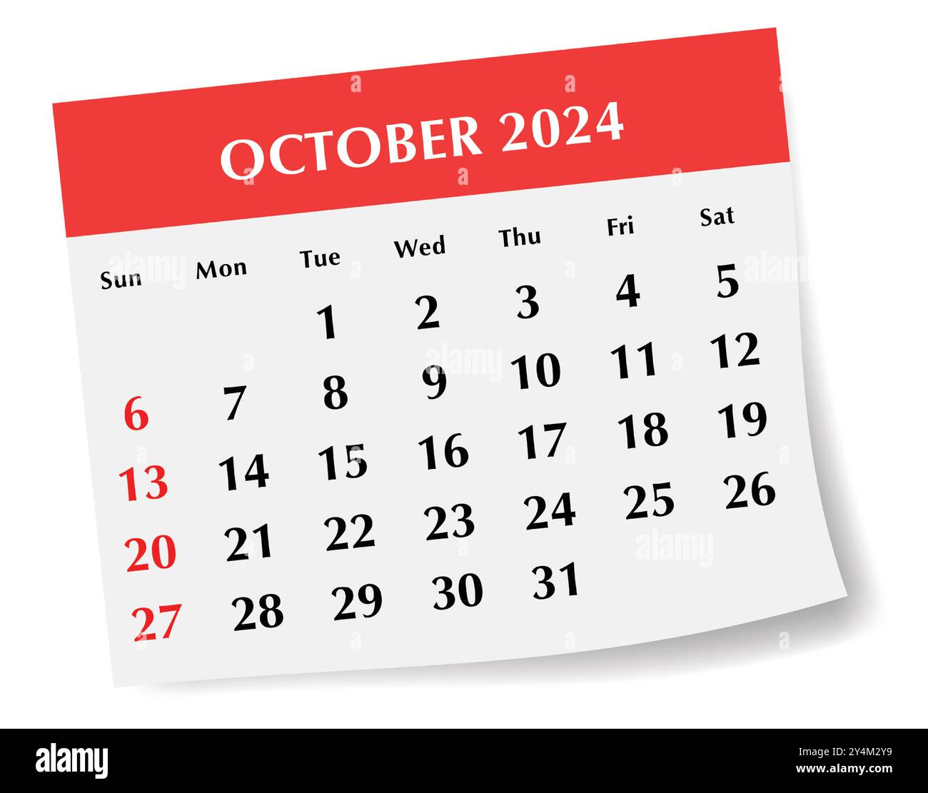 October 2024 english calendar. Vector illustration. Monthly planning ...