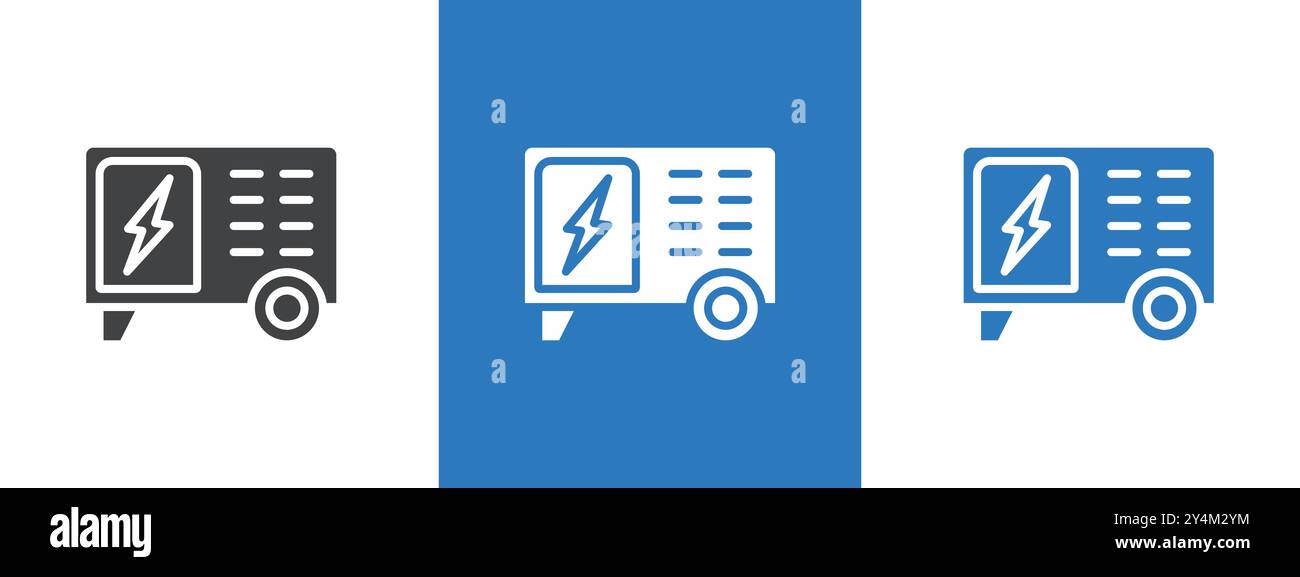 Portable power generator icon outline collection in black and on white ...