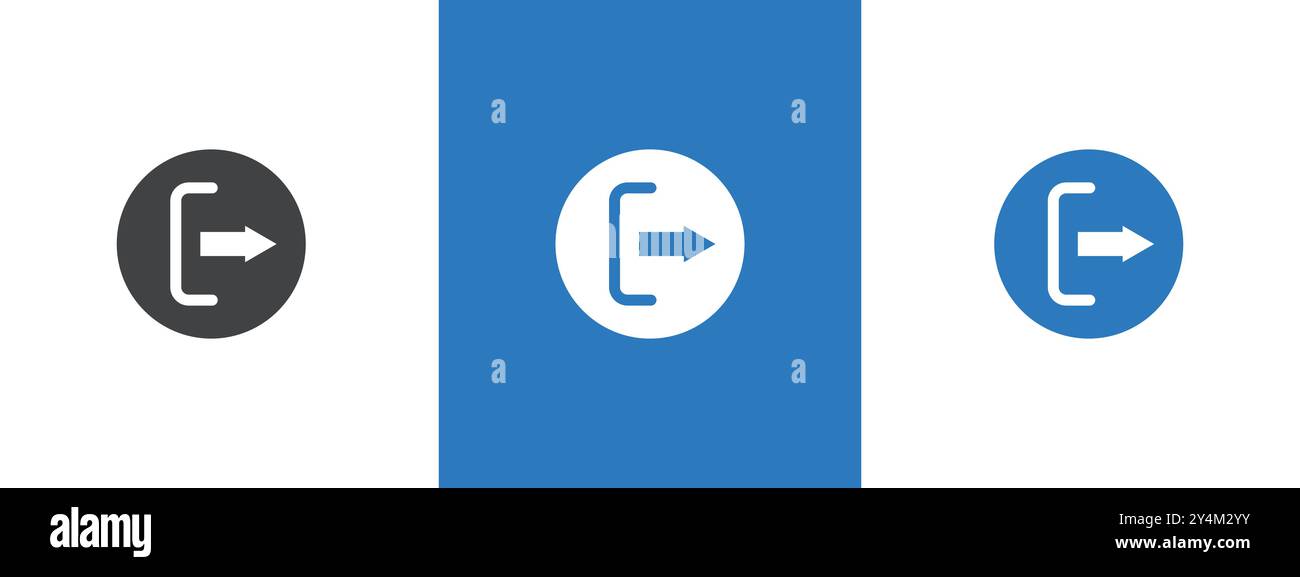 Logout icon outline collection in black and on white background Stock ...