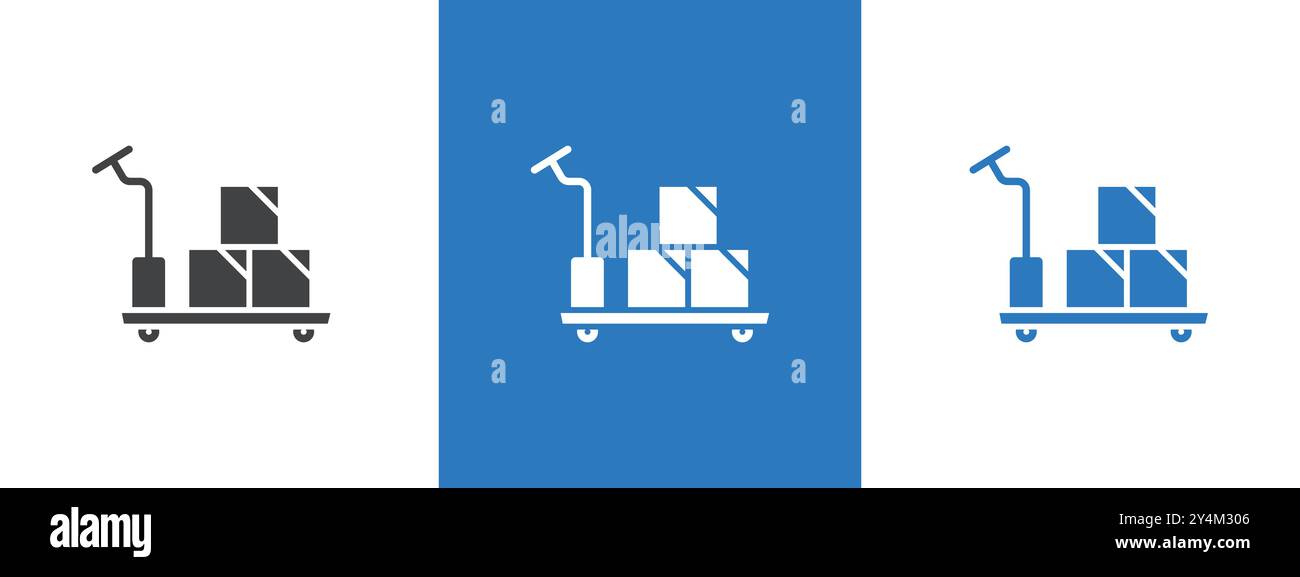 Hand pallet jack icon outline collection in black and on white ...