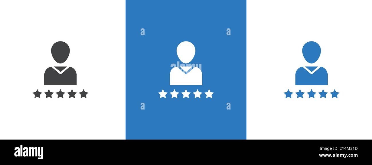 Rating employee icon outline collection in black and on white ...
