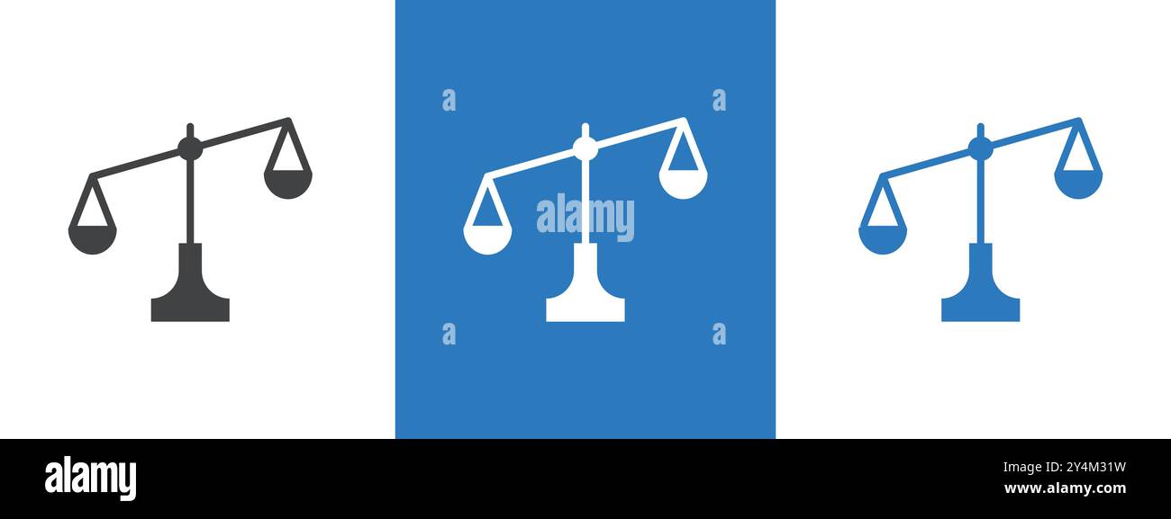 Law scale icon outline collection in black and on white background ...