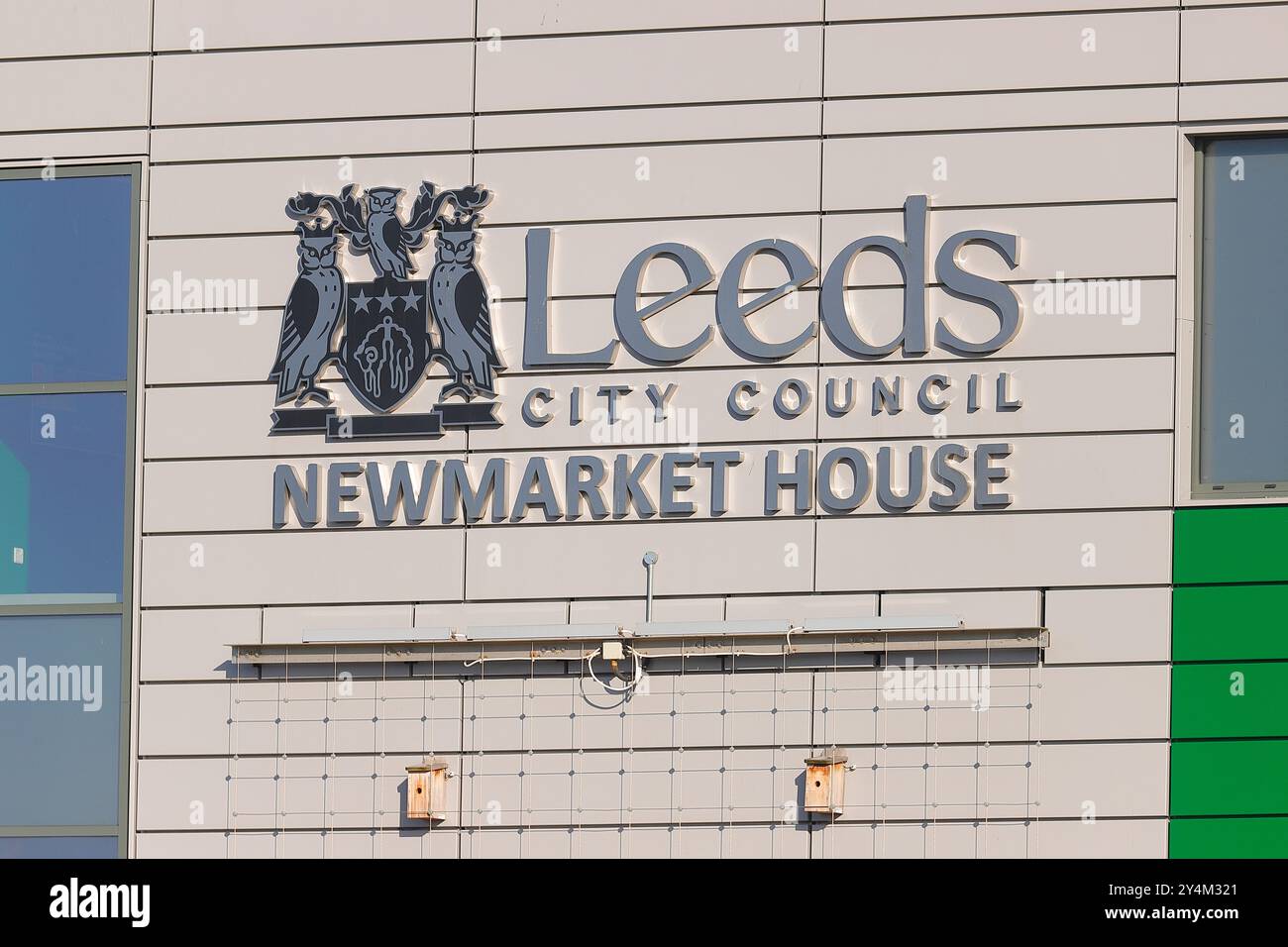 Sign outside Leeds Council headquarters at Newmarket House in Cross ...