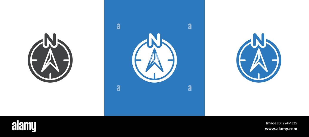 Navigator arrow icon outline collection in black and on white ...