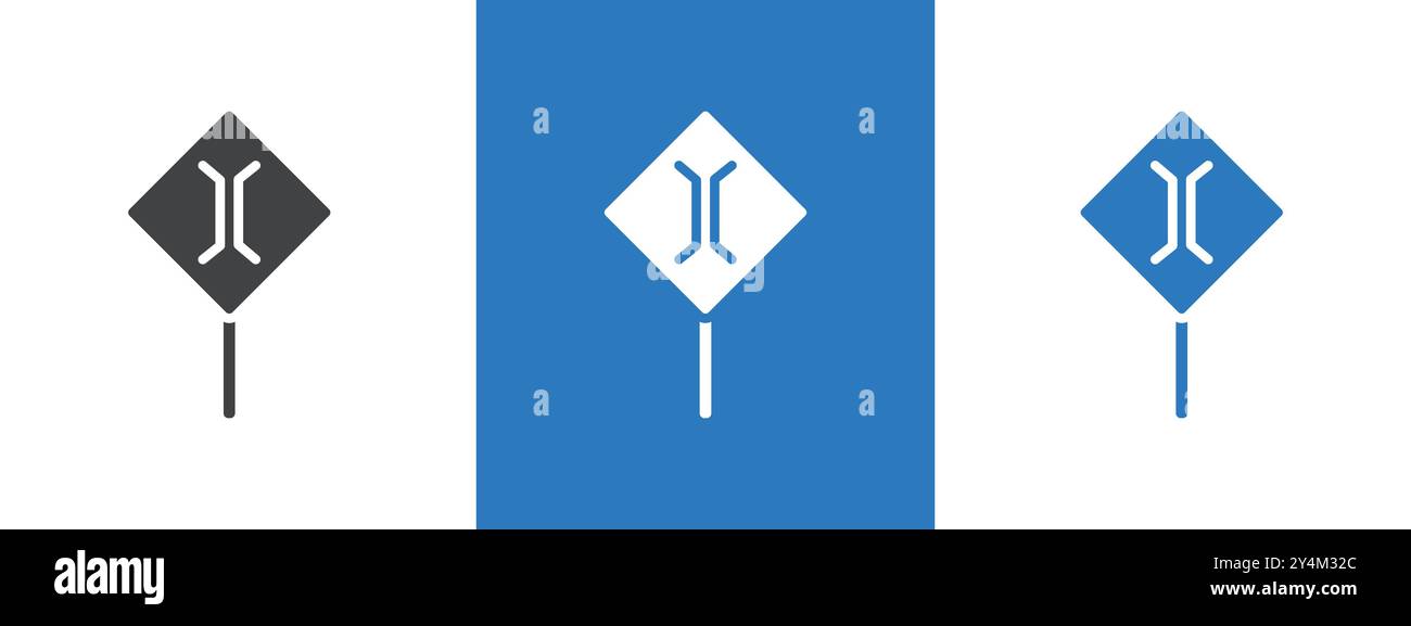 Narrow bridge ahead icon outline collection in black and on white ...