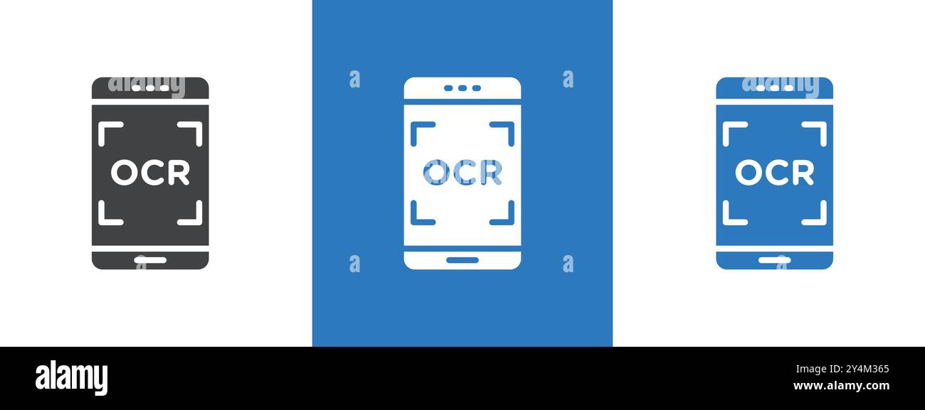 OCR icon outline collection in black and on white background Stock ...