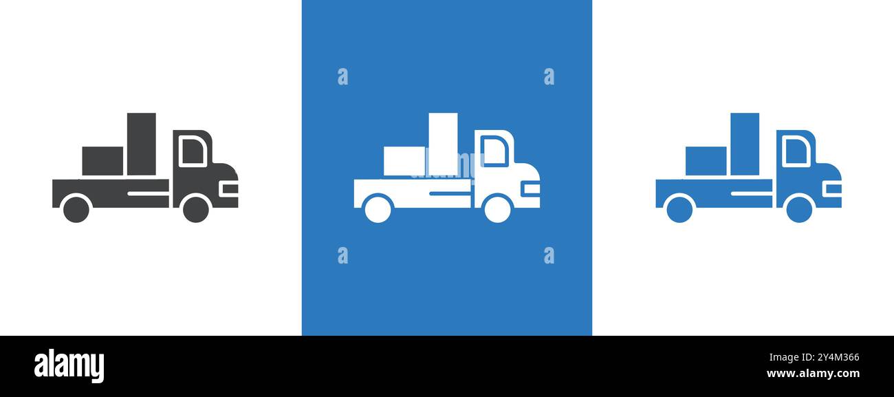 Pickup truck icon outline collection in black and on white background ...