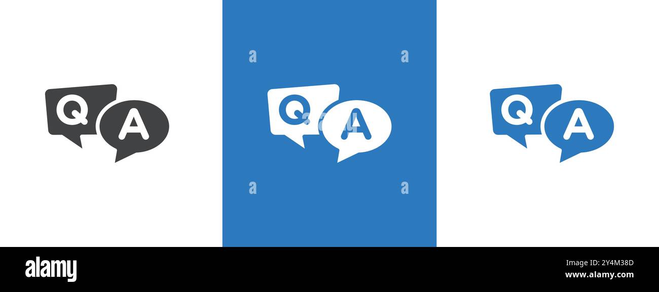 Questions and answers icon outline collection in black and on white ...